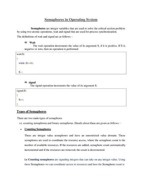 Semaphores In Operating System Semaphores In Operating System Semaphores Are Integer Variables