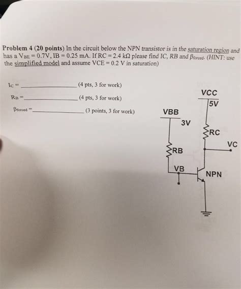 Solved Problem Points In The Circuit Below The NPN Chegg