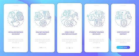 Premium Vector Types Of Saving Accounts Blue Gradient Onboarding Mobile App Screen