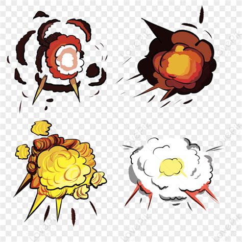 플랫 스타일의 폭발 조명 일러스트 효과 연기만화요약 Png 일러스트 무료 다운로드 Lovepik