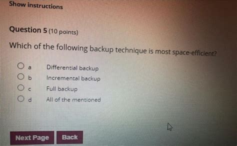 solved which of the following backup technique is most