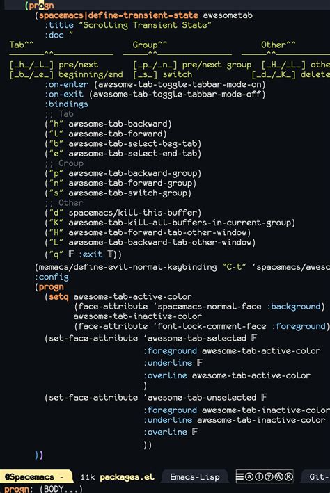 awesome tab 与 hydra 结合，清洁界面并减少按键记忆负担 spacemacs emacs china