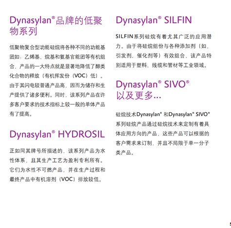 赢创 Dynasylan®系列 硅氧烷系列产品 上海沐影贸易有限公司