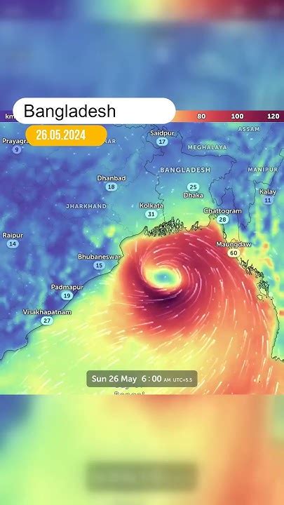 ဘင်္ဂလားဒေ့ရှ်နိုင်ငံကို ဆိုင်ကလုန်း Remal မုန်တိုင်းဒဏ်ခံရ Shorts Youtube