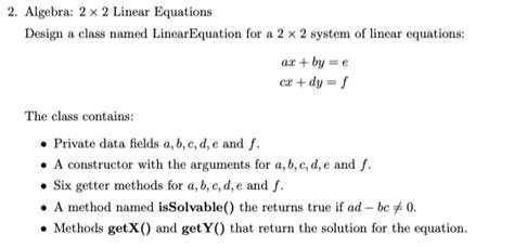 solved 2 algebra 2 x 2 linear equations design a class