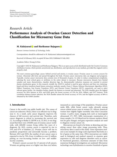 Pdf Performance Analysis Of Ovarian Cancer Detection And