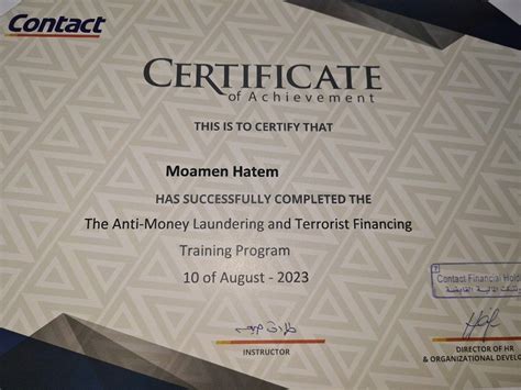 Momen Hatem On Linkedin Im Happy To Share That I Had Finished The Anti Money Laundering And…