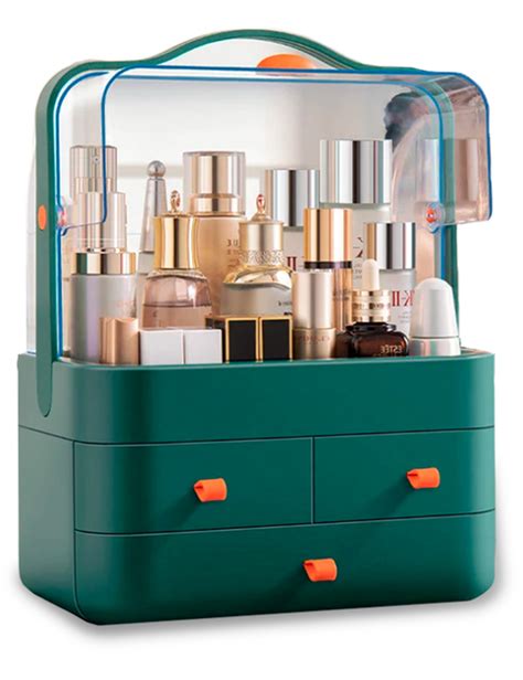 Органайзер для косметики Зелёный Настольный кометический бьюти бокс Переносной акриловый ящик