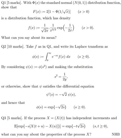 q1 [5 marks] with Φ x the standard normal n 0 1