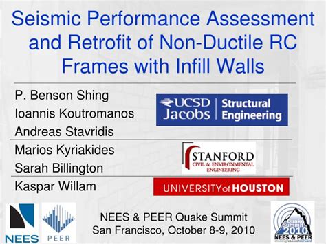 Ppt Seismic Performance Assessment And Retrofit Of Non Ductile Rc Frames With Infill Walls
