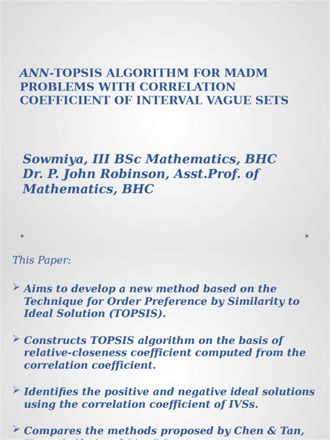 Ann Topsis Algorithm For Madm Problems Pdf Function Mathematics Matrix Mathematics