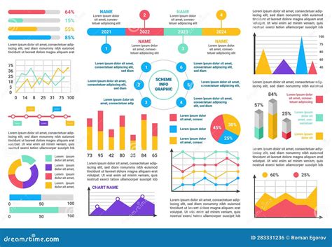 Infographic Chart Elements Graph Colorful Diagram And Bar Timeline
