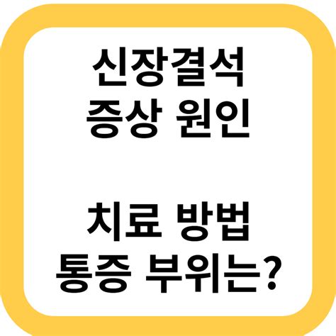 신장결석 증상 원인 치료 통증 건강한 정보