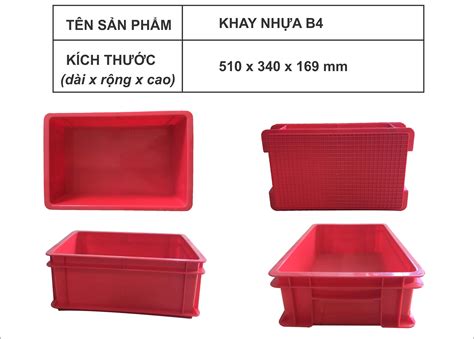 Thùng Nhựa đặc B4 Kích Thước 510x340x170mm
