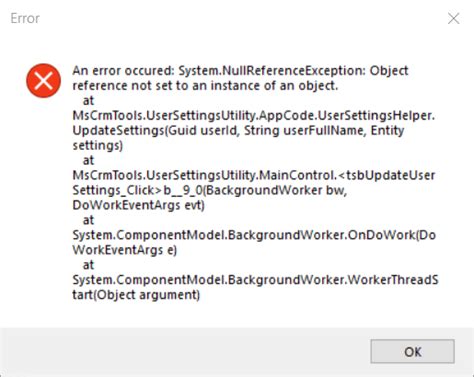 user settings utility error · issue 28 · mscrmtools mscrmtools