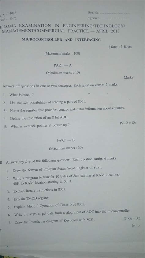 Diploma Microcontroller Question Paper Cselectronicstips
