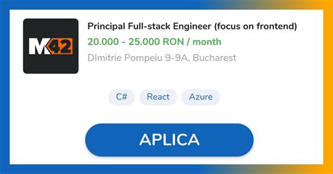 Principal Full Stack Engineer Focus On Frontend 💰 20000 25000 Ron Rdevjobromania