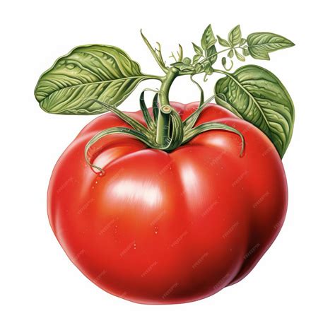 Detailed Tomato Illustration For Poster On White Background Premium