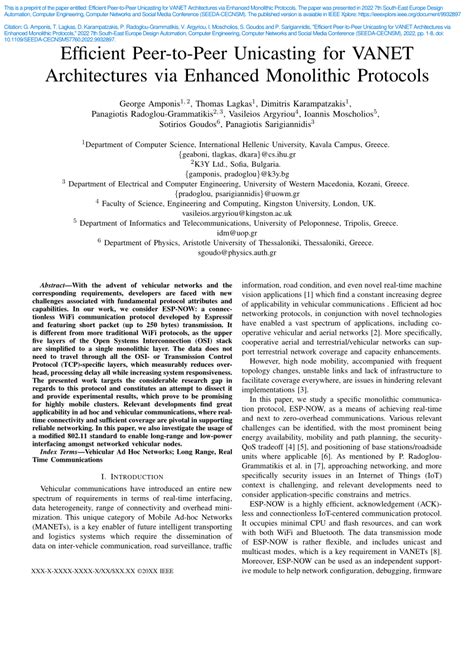 Pdf Efficient Peer To Peer Unicasting For Vanet Architectures Via