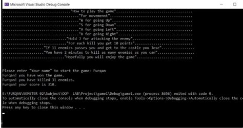 Github Furqanali1112d Game Game Using Concepts Of Object Oriented Programming Of C And