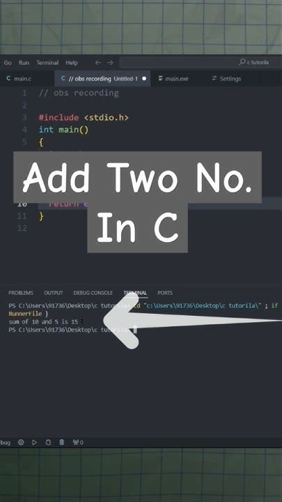 How To Add Two Number In C Programming Coding Cprogramming