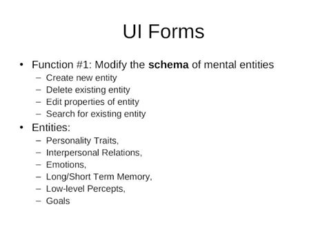 ppt ui forms function 1 modify the schema of mental entities
