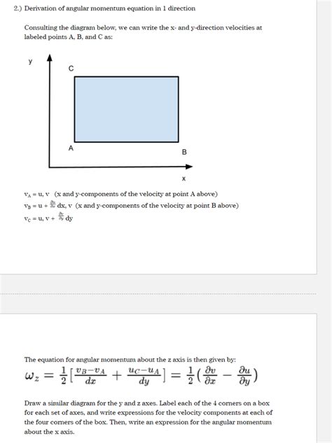 Solved 2 Derivation Of Angular Momentum Equation In 1