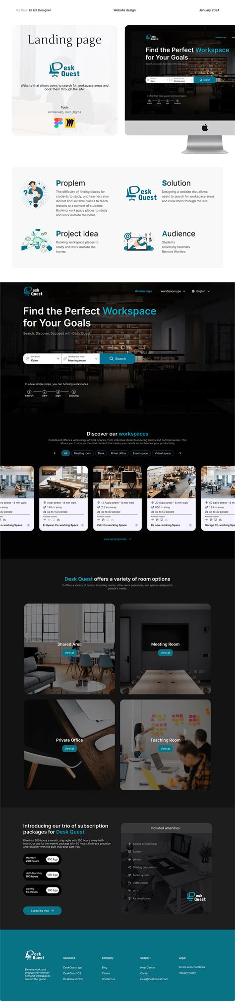 Landing Page Ui Ux Design Workspace Booking Behance
