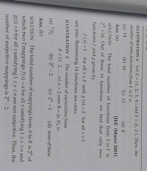 A Jee Main 2001 Solution The Total Number Of Functions From E To F