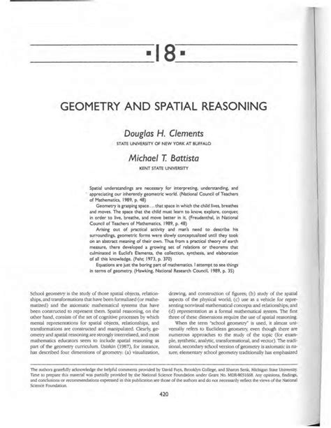 Pdf Geometry And Spatial Reasoning Handbook Of Research On