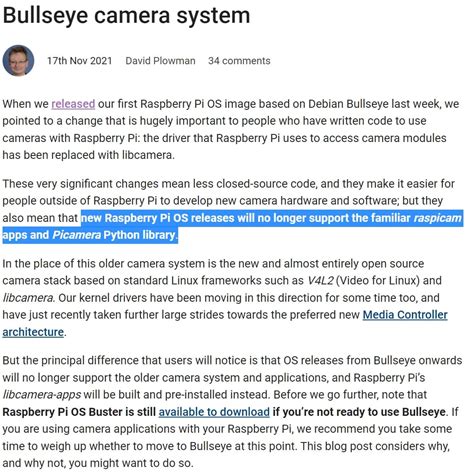 Camera And DSI Driver On The Latest Raspberry Pi Bullseye OS