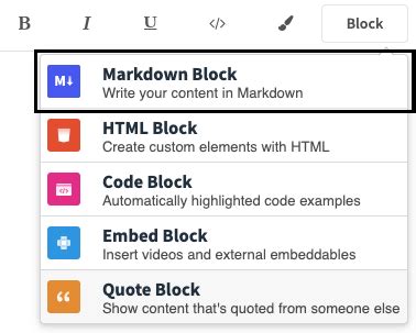 Using Markdown Blocks HelpDocs Support