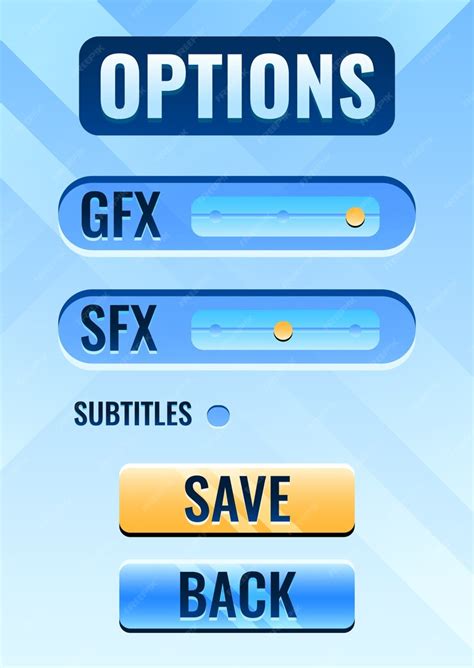 Premium Vector Game Ui Option Setting Menu Interface For Gui Asset Elements
