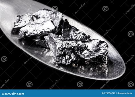 Chromium Fragments Inside Test Tube Industrial Use Ore Metallic Chemical Element Isolated On