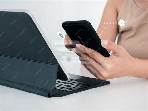 Premium Photo Two Steps Authentication Or 2fa Concept Virtual Safety Shield Icon While Access