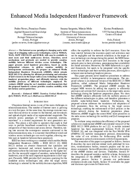 Pdf Enhanced Media Independent Handover Framework