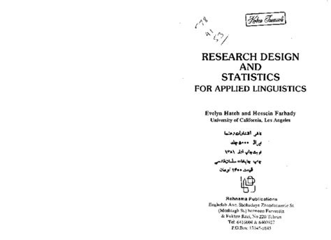 Pdf Research Design And Statistics For Applied Linguistics Evelyn