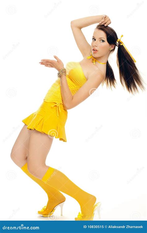 Sex Girl In A Yellow Dress Stock Image Image Of Person