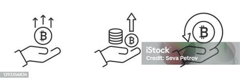 손에 비트 코인의 그림 그림 비트코인 성장 아이콘입니다 손에 동전 금융 성장 아이콘 손과 이익 기호 사업 벡터 일러스트레이션 가격에 대한 스톡 벡터 아트 및 기타 이미지
