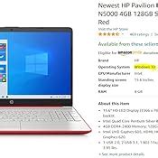 Amazon Com Newest Hp Pavilion Intel Pentium Silver N Gb Gb Ssd Windows Laptop Red