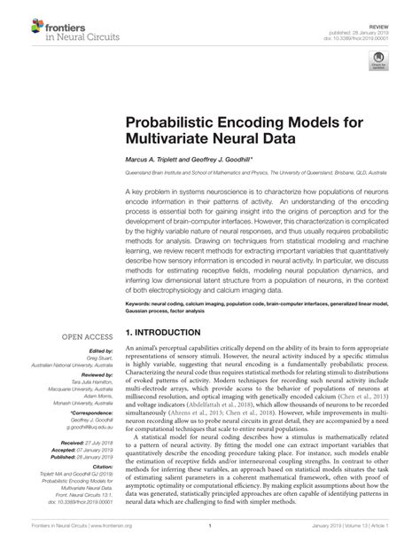 Pdf Probabilistic Encoding Models For Multivariate Neural Data Pdf Probabilistic Encoding Models For Multivariate Neural Data