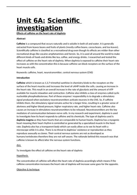 Applied Science Level 3 Unit 6 Investigative Project Learning Aim A Unit 6 Investigative