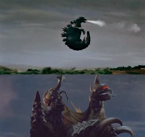 Megalon And Gigan See Godzilla Flying By Mnstrfrc On Deviantart