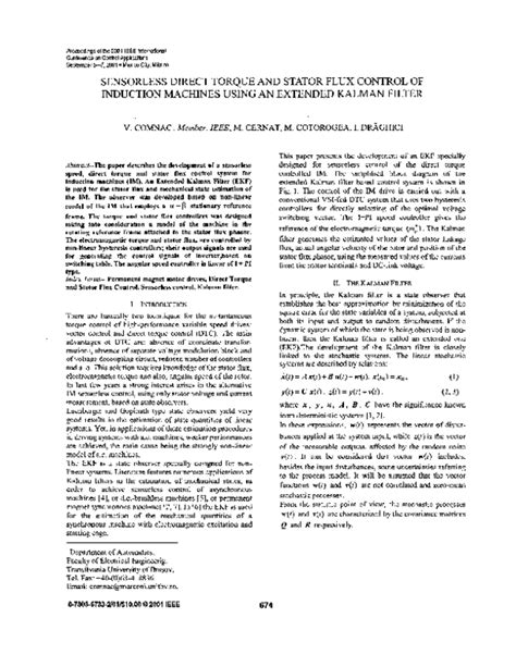 Pdf Sensorless Direct Torque And Stator Flux Control Of Induction Machines Using An Extended