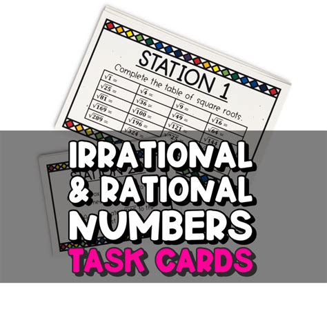My Math Resources Irrational And Rational Numbers Task Cards