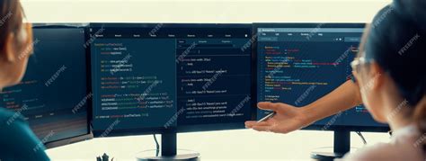 Premium Photo Young Professional Website Developer And Cooperative Computer Engineer Team