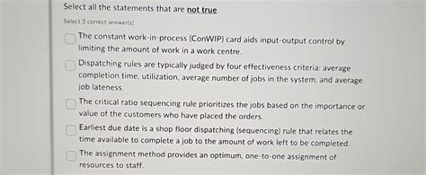 Solved Select All The Statements That Are Not True Select Chegg Com