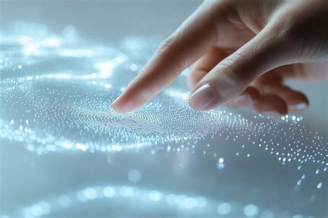 demonstrating interactive fingerprint technology in a futuristic