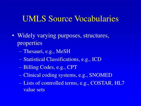 Ppt The Role Of The Umls In Vocabulary Control Powerpoint