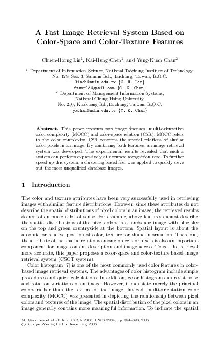 Pdf A Fast Image Retrieval System Based On Color Space And Color